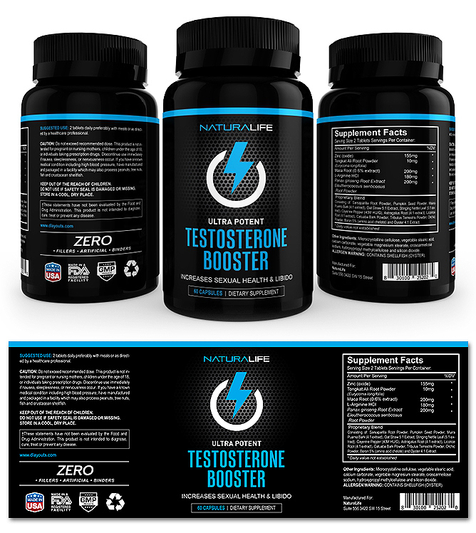 Testosterone Booster Supplement Label Template DLayouts Graphic 